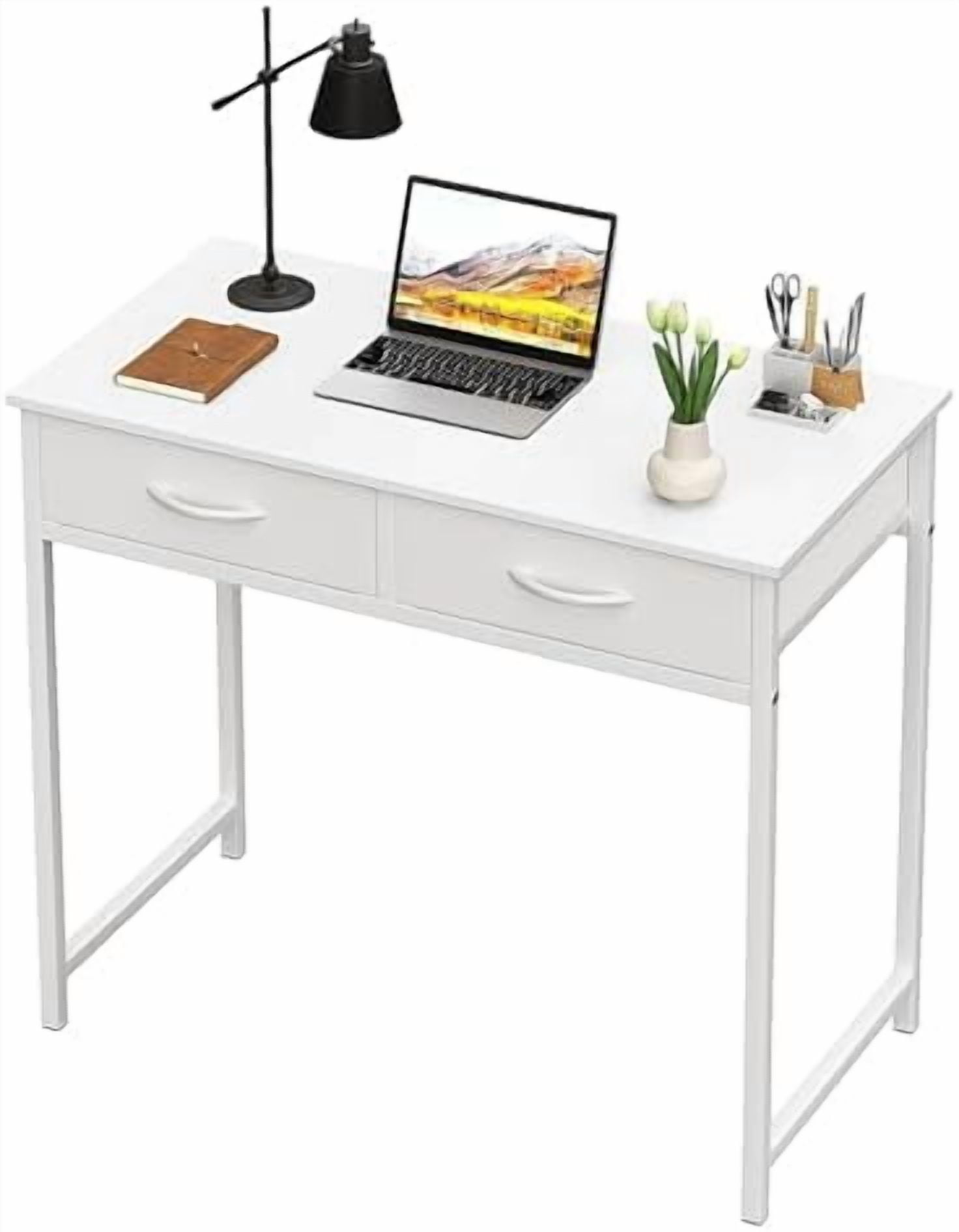 Small Computer Desk with Drawers, Full White 31.5 Inch - Walmart.com