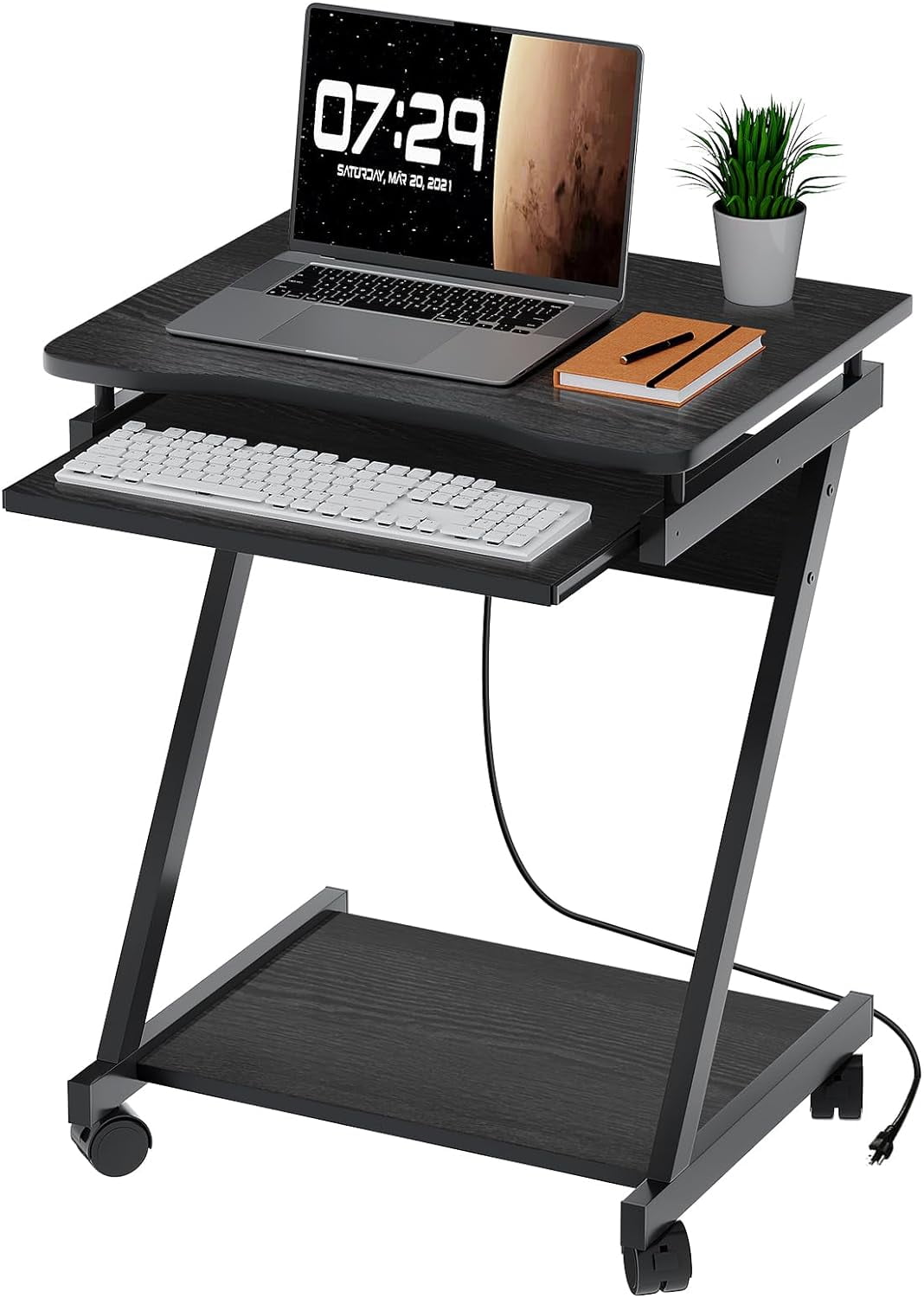 Small Computer Desks with Power Outlet, Z-Shaped Home Office Desks for ...
