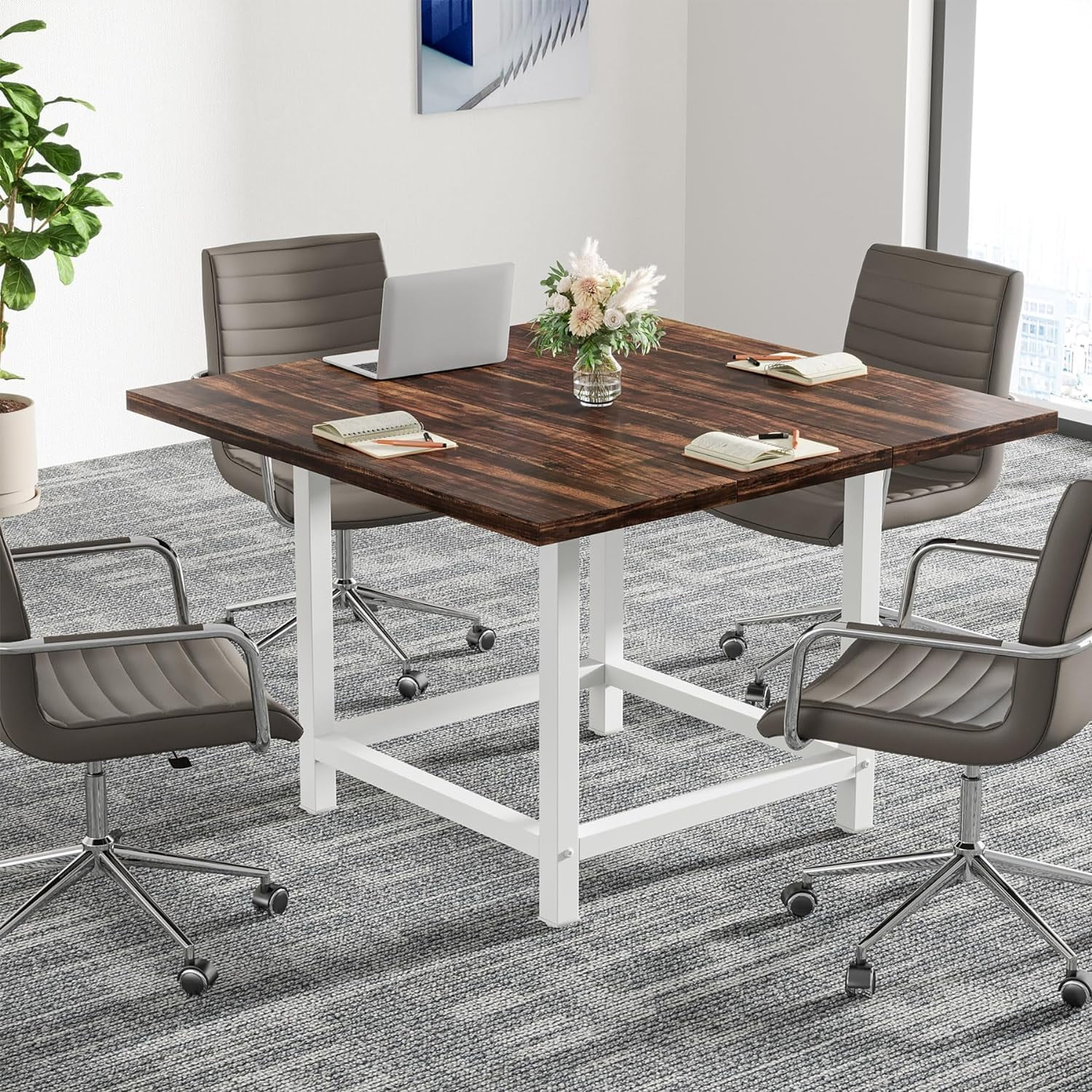 Small Conference Room Table for 4 People,Square Meeting Table for Home ...