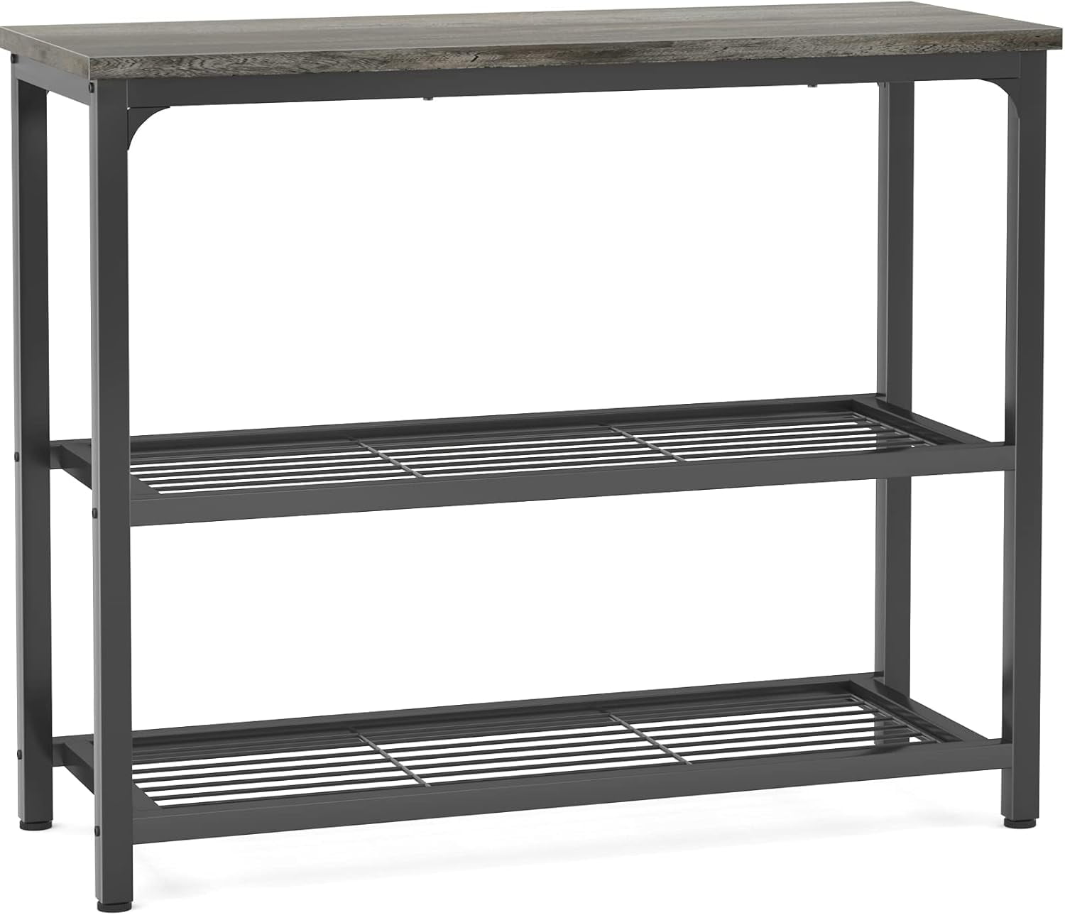 Small Console Table, Sofa Table with Double Mesh Shelves, Industrial ...