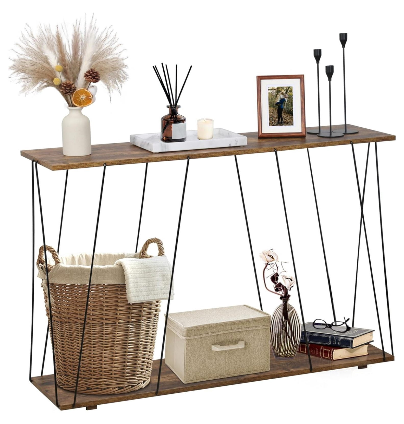 Small Console Table, Thin Entryway Table, 43.3" L Narrow Hallway Table ...
