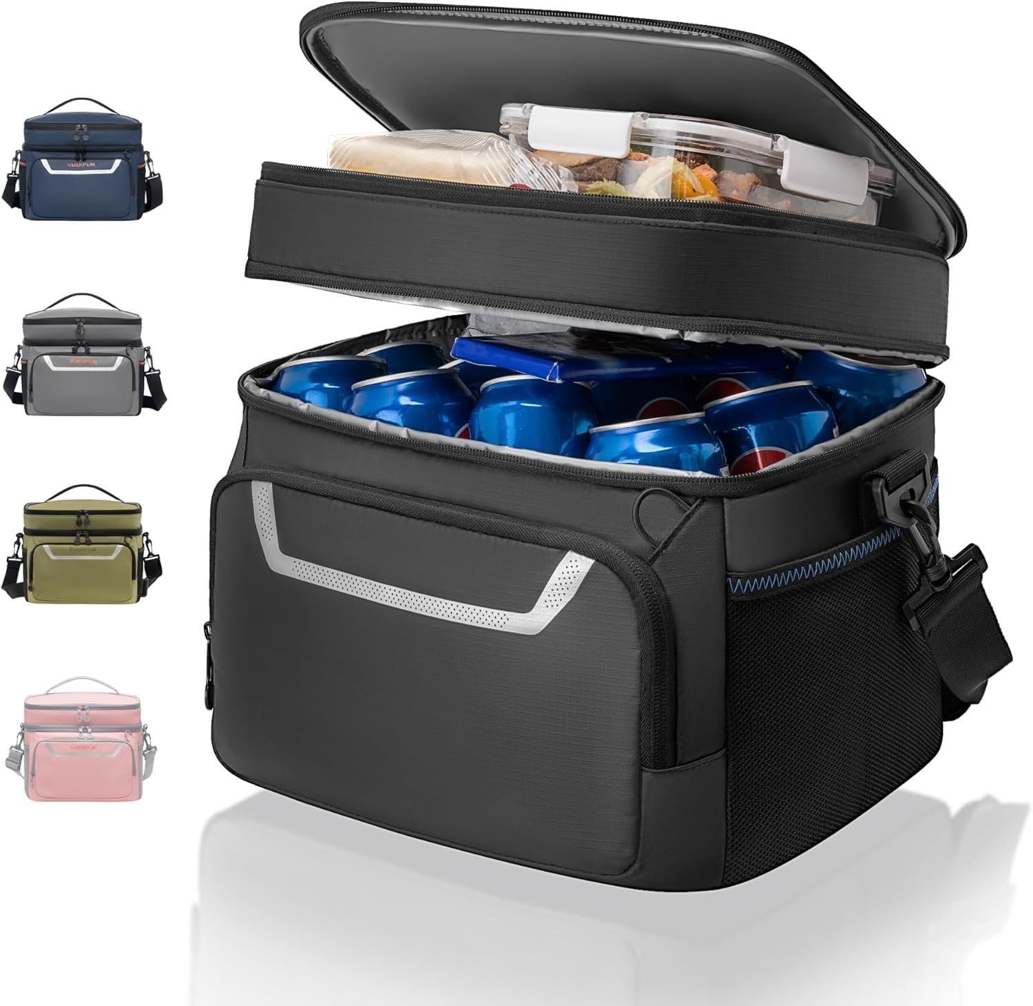 Small Cooler Lunch Box Mini Leak-Proof Soft Double Deck 24 Can Personal ...