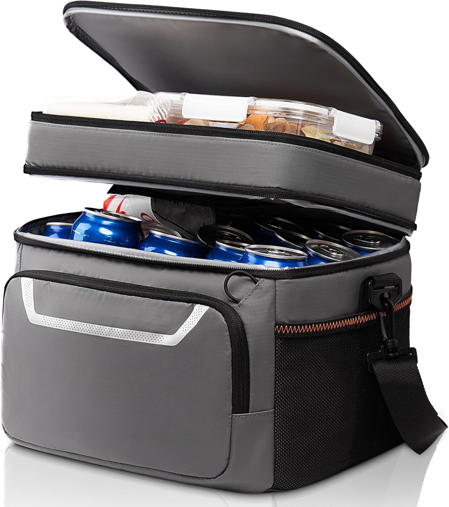 Small Cooler Lunch Box Mini Leak-Proof Soft Double Deck 24 Can Personal ...
