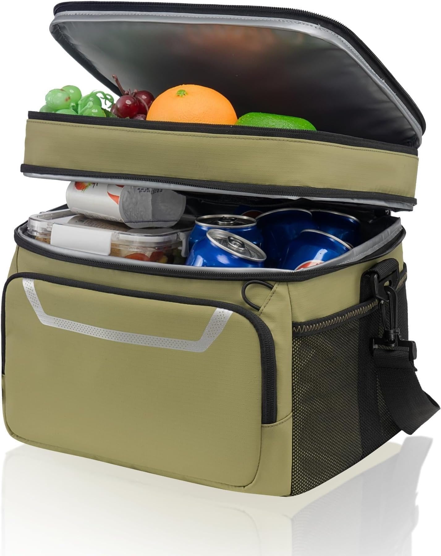 Small Cooler Lunch Box Mini Leak-Proof Soft Double Deck 24 Can Personal ...