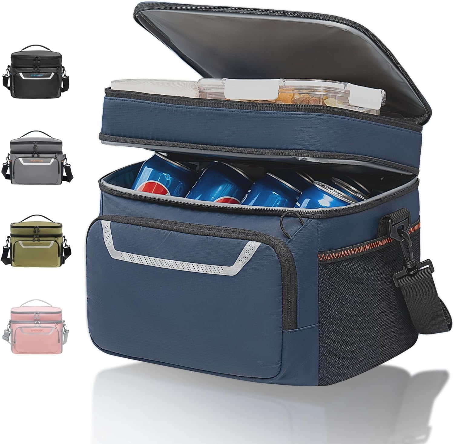 Small Cooler Lunch Box Mini Leak-Proof Soft Double Deck 24 Can Personal ...