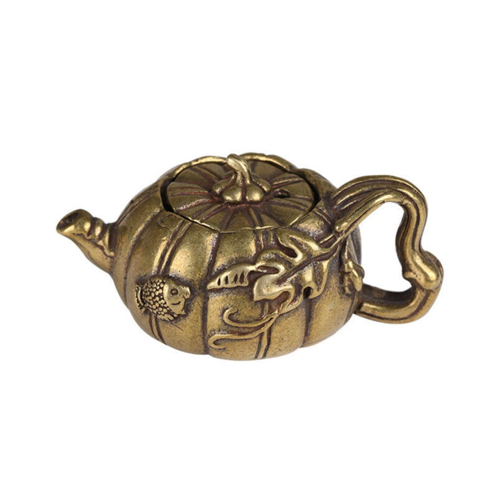 Small Copper Kettle Carving Carp Playing Lotus Tea Pot Water Drop ...