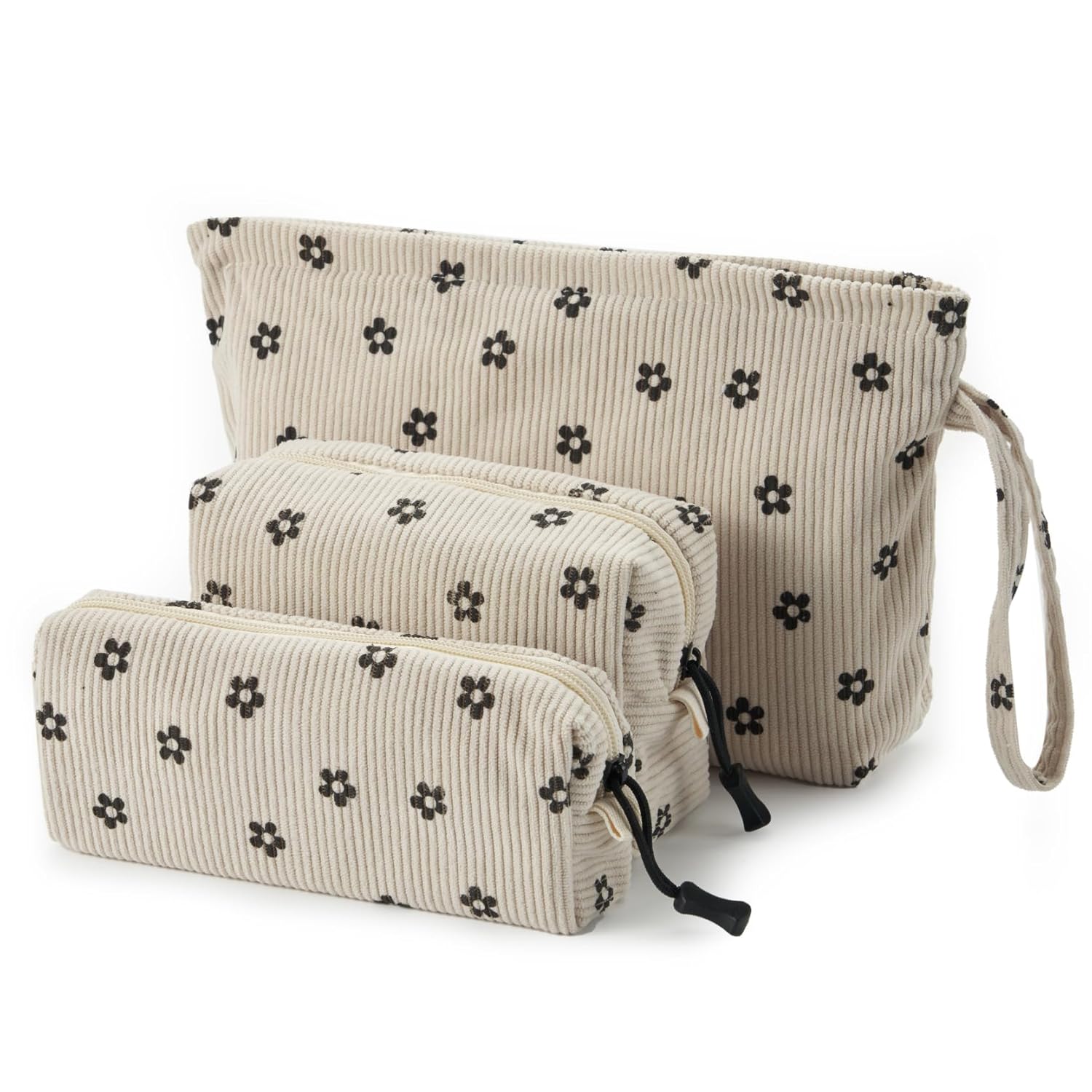 Small Cosmetic Bag set for Women Corduroy Makeup Bag with Interior ...