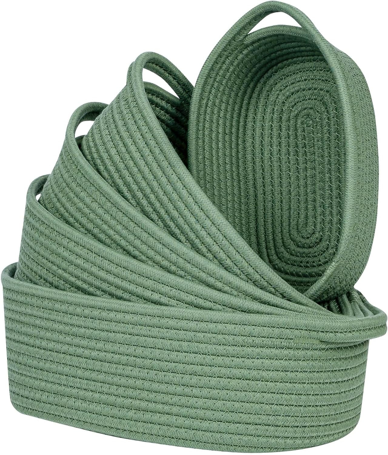 Small Cotton Rope Storage Basket Set 5, Shelves Baskets for Organizing ...