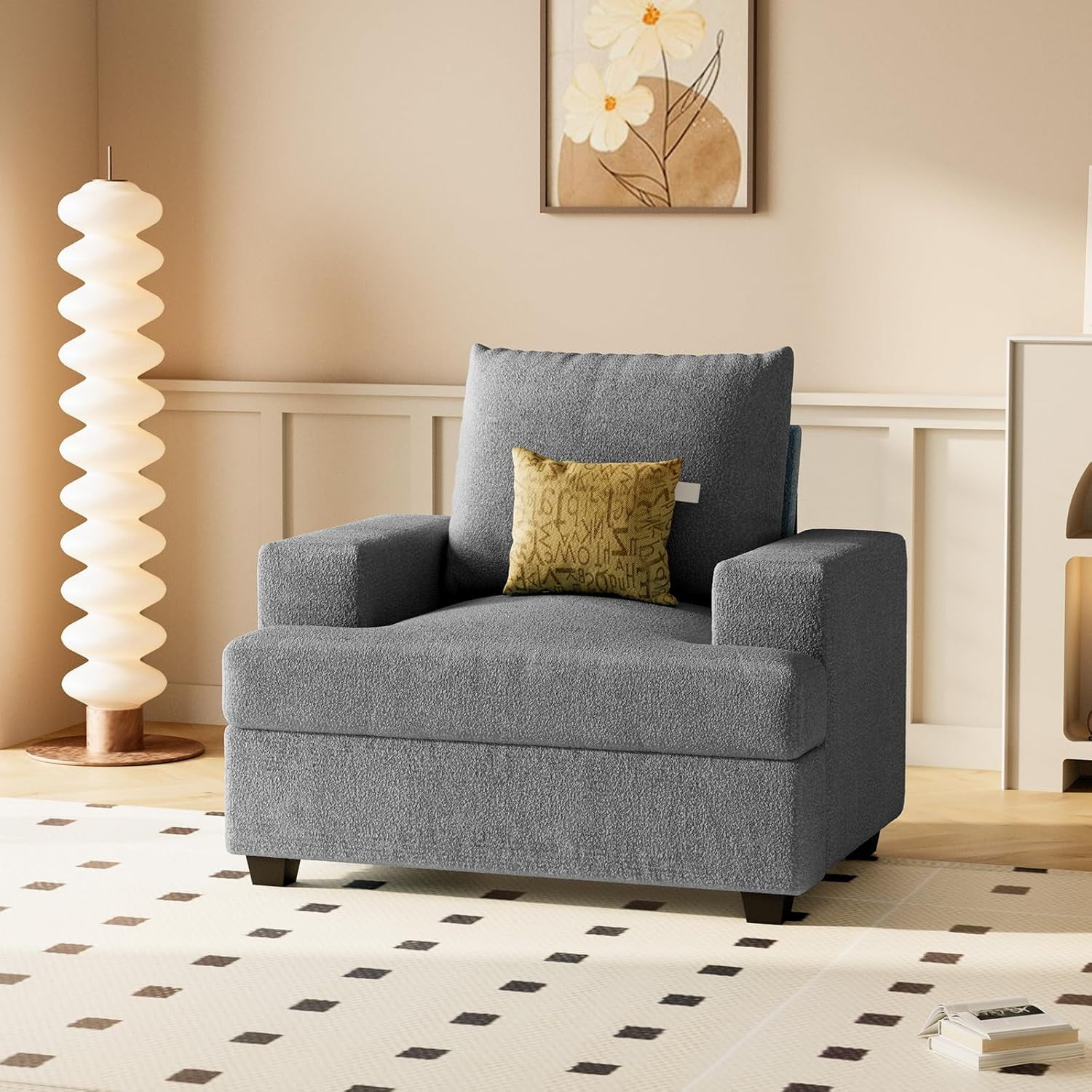 Small Couch, 41" Sofa Couch with Extra Deep Single Seat, Tool-Free ...