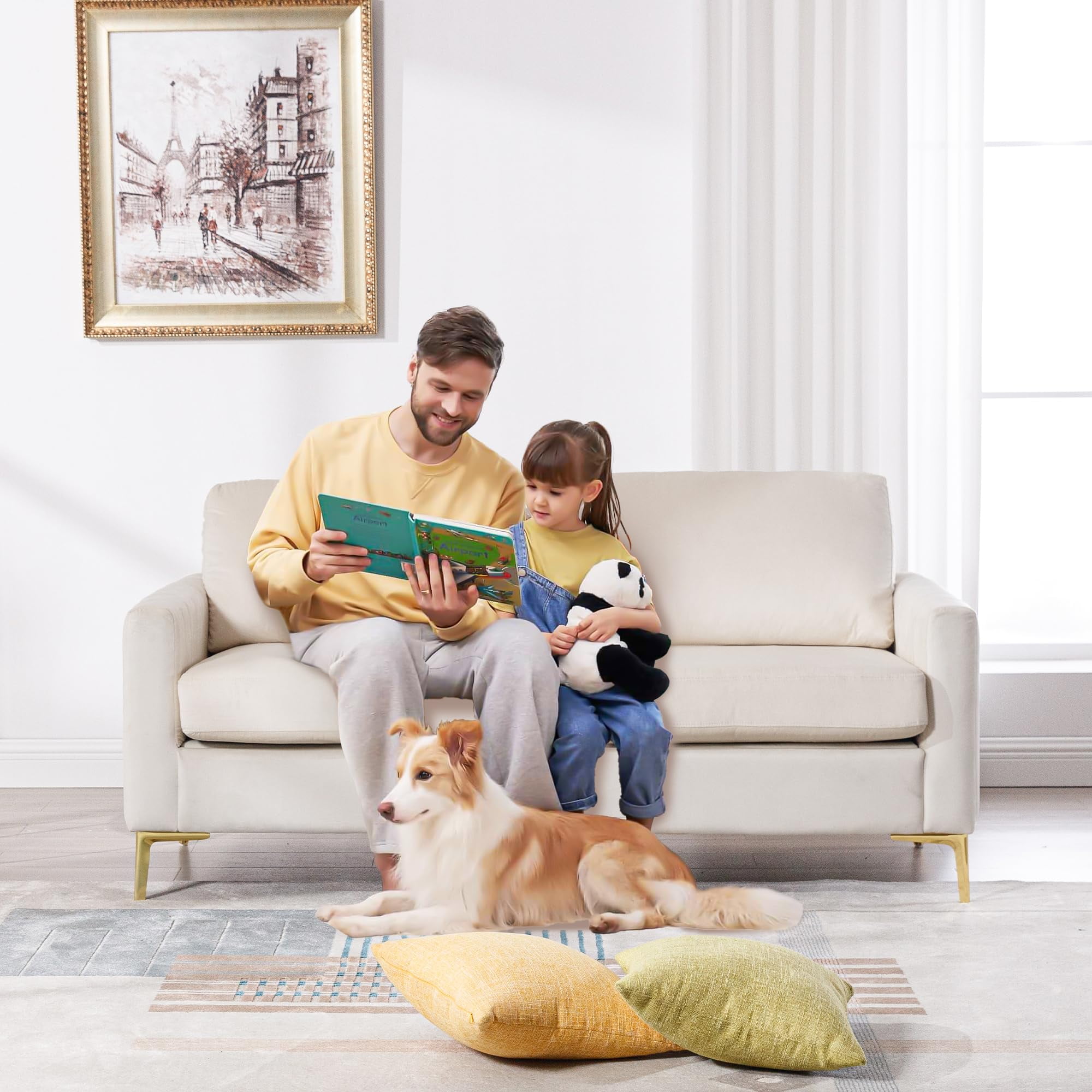 Small Couch for Bedroom, 65" Mid Century Modern Loveseat Sofa Love Seat ...