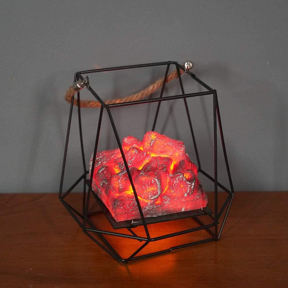 Small Cozy Fireplace Lantern Traditional Realistic Log Wood Burning ...