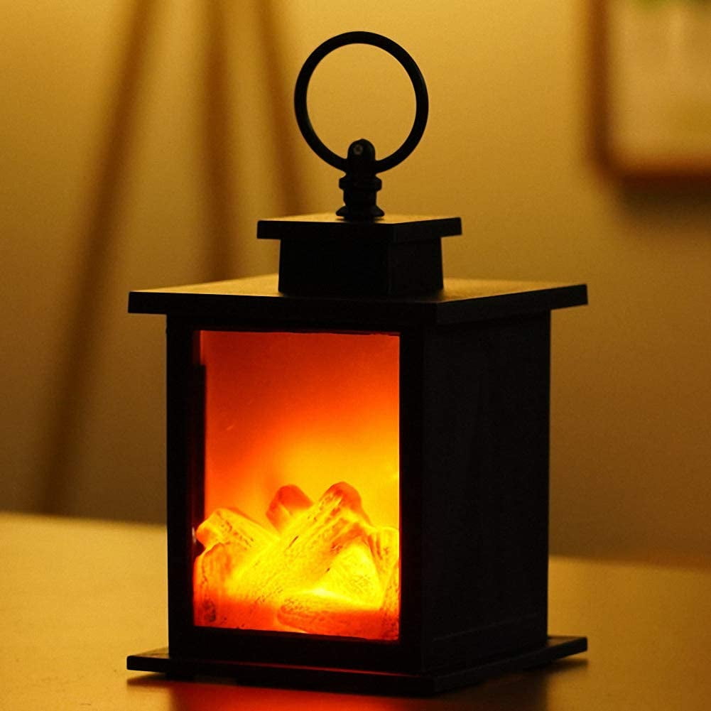 Small Cozy Fireplace Lantern Traditional Realistic Log Wood Burning ...