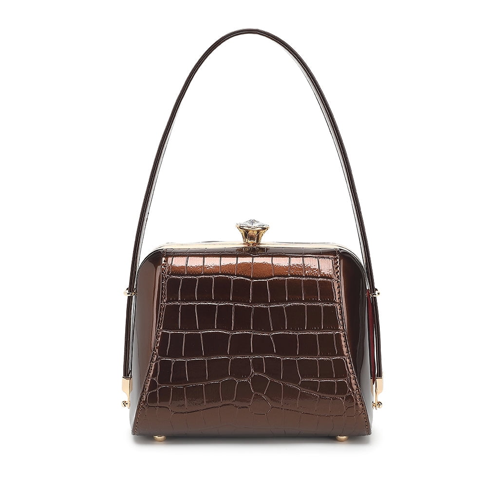 Small Croco Patent Leather Frame Satchel - Walmart.com