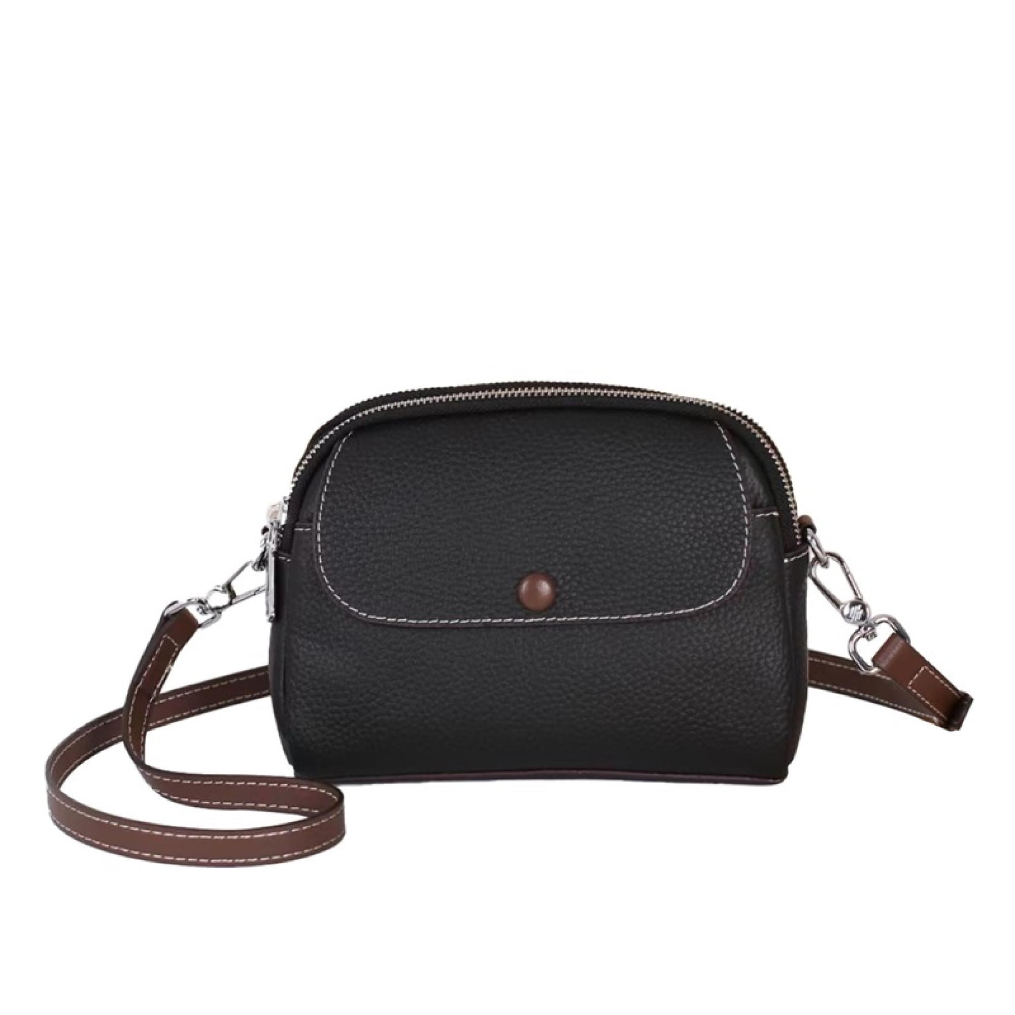 Small Crossbody Shoulder Bag – Textured Genuine Leather All-in-One Purse with Adjustable Strap ...