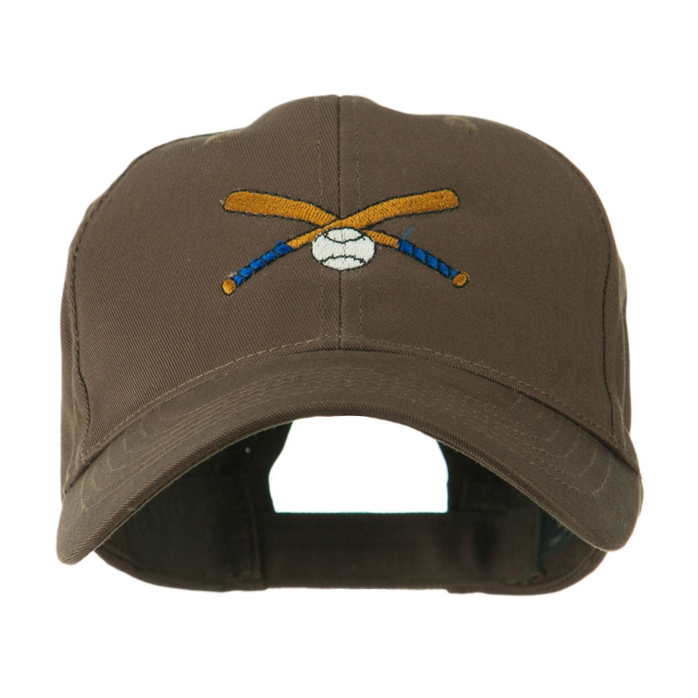 Small Crossed Bats and Ball Embroidered Cap - Brown OSFM - Walmart.com