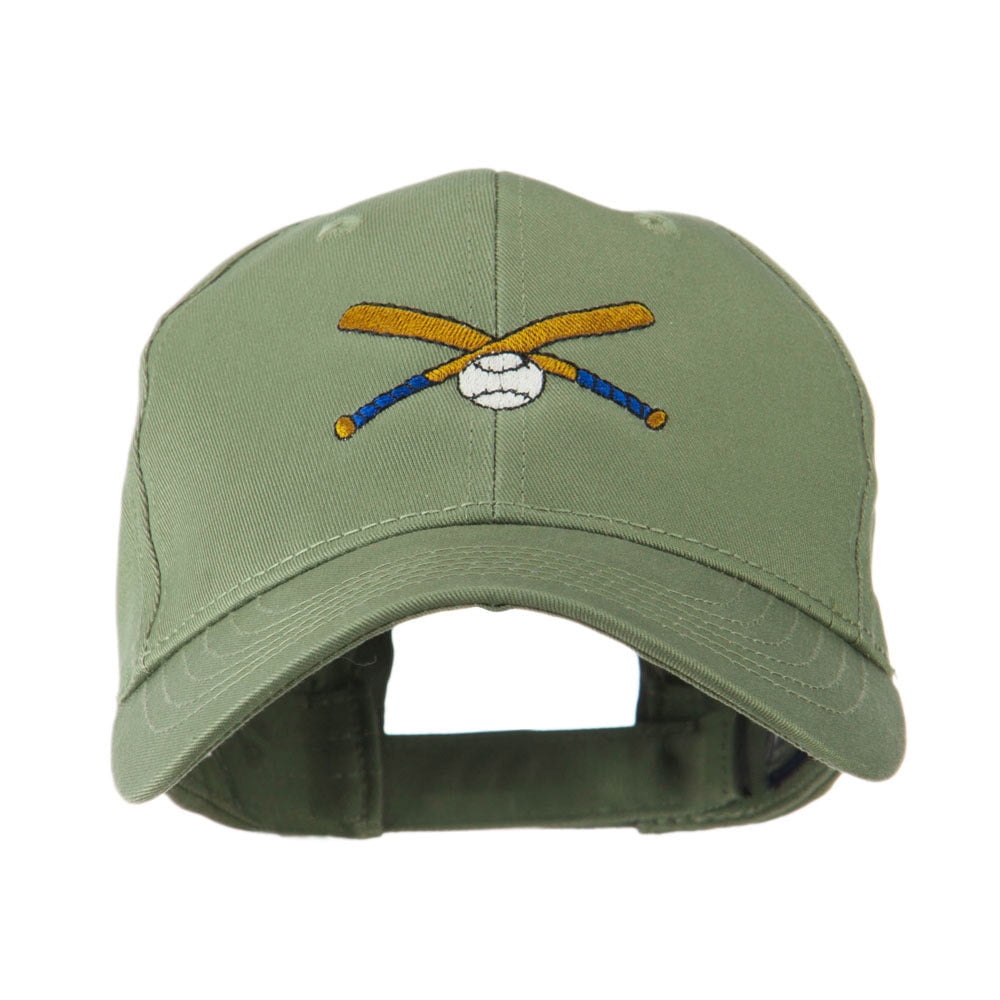 Small Crossed Bats and Ball Embroidered Cap - Olive OSFM - Walmart.com