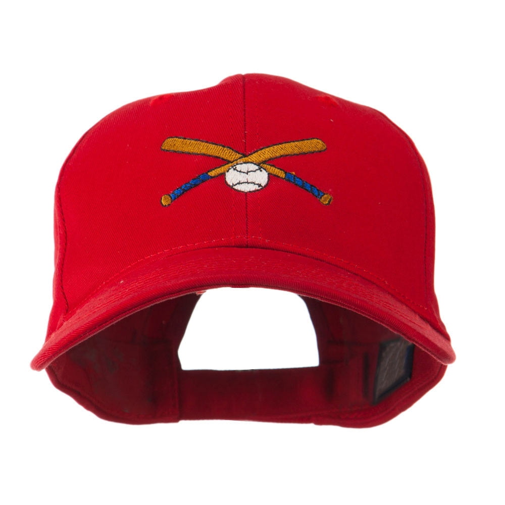 Small Crossed Bats and Ball Embroidered Cap - Red OSFM - Walmart.com