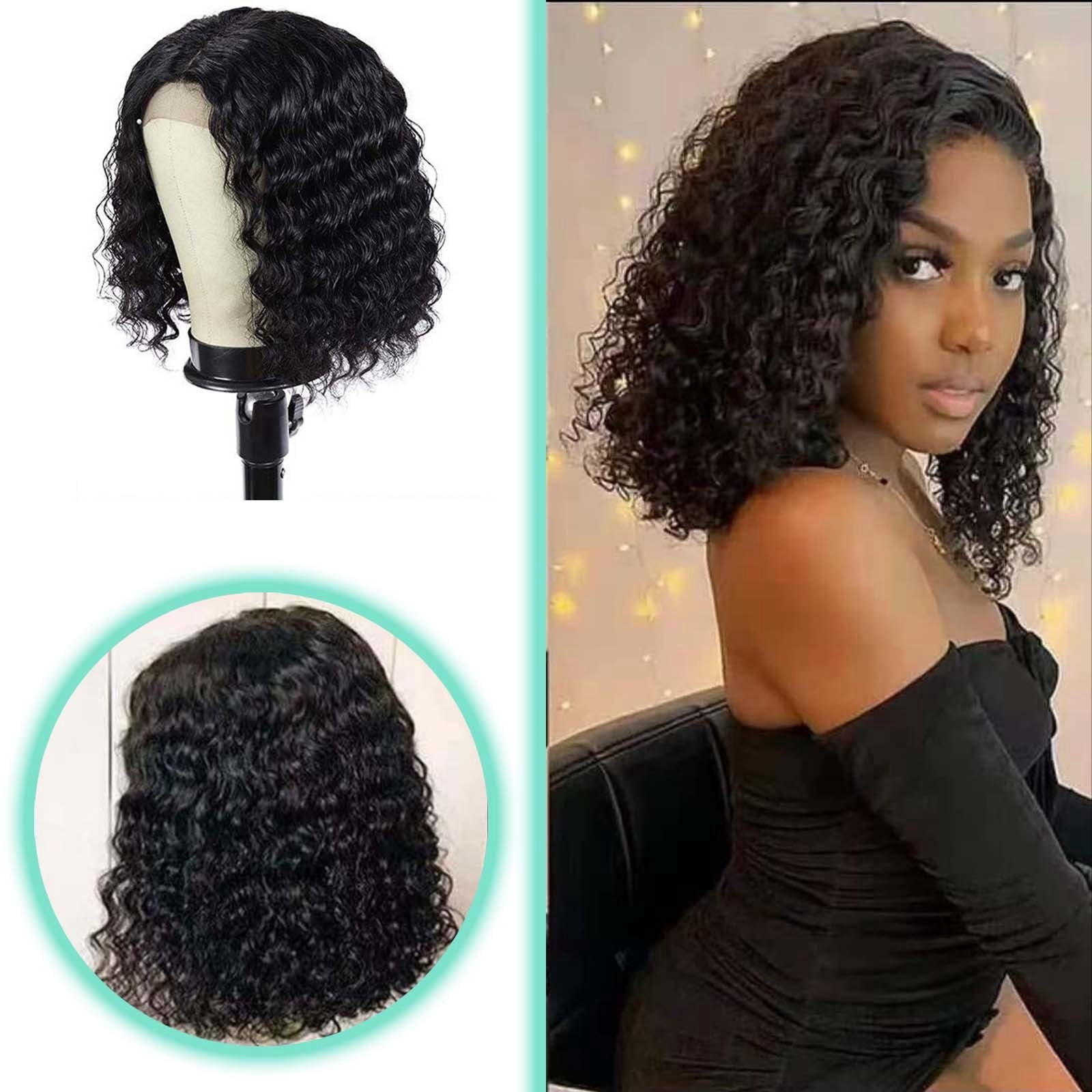 Small Curly European Wig Women's Gradient Color Short Synthetic ...