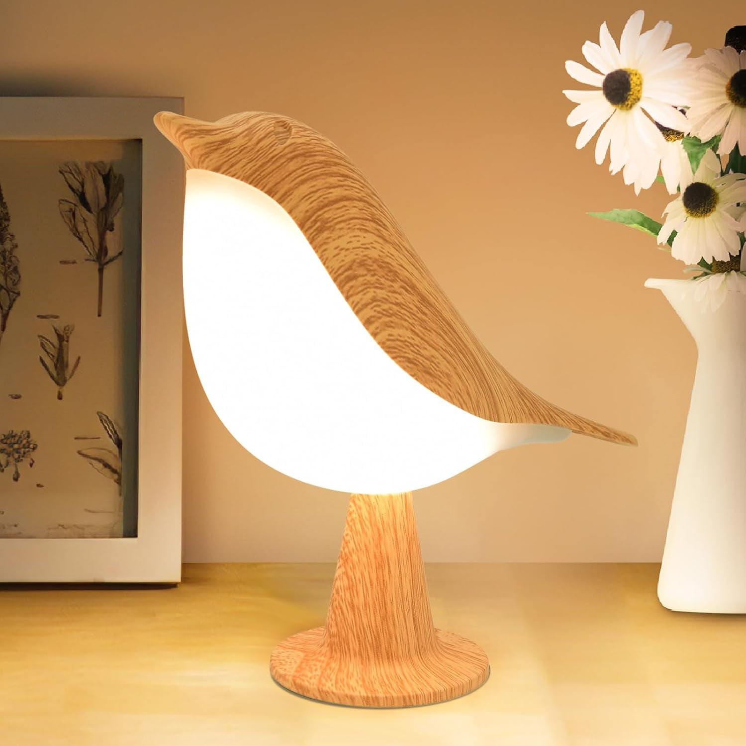 Small Cute Bird Table Lamp, Touch Night Light, Cordless Bedside Lamps ...