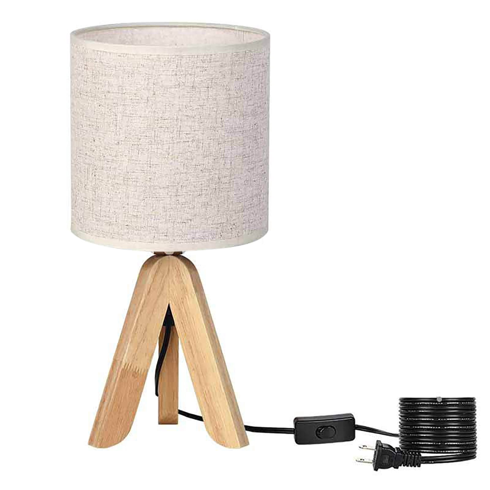 Small Cute Table Lamp, Wood Tripod Nightstand Lamp, Mid Century Bedside ...