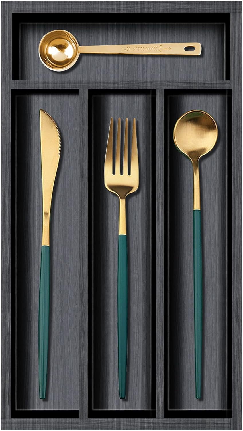 Small Cutlery Tray Narrow Wooden Silverware Organizer 12"x6.7" Spoon ...