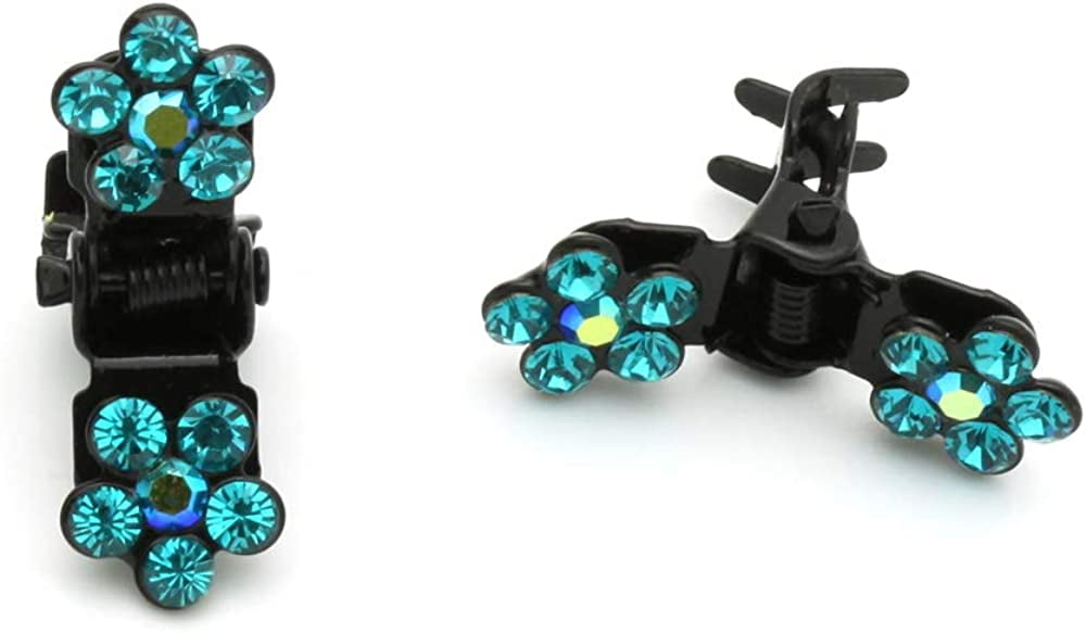 Small Decorative Hair Jaw Clips Mini Petals Rhinestone Crystal Hair ...