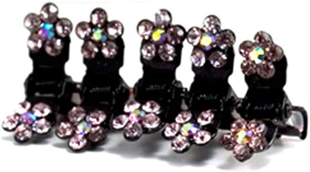 Small Decorative Hair Jaw Clips Mini Petals Rhinestone Crystal Hair ...