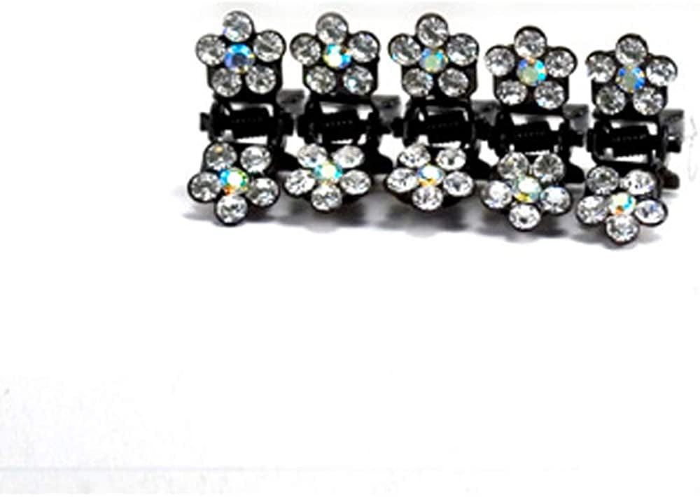 Small Decorative Hair Jaw Clips Mini Petals Rhinestone Crystal Hair ...