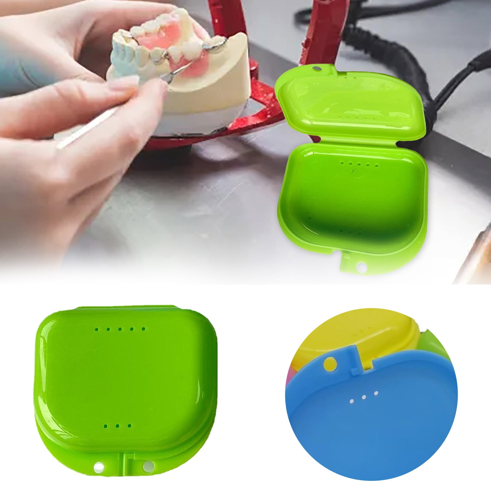 Small Denture Retainer Storage Molar Tray with Holes for Secure Tooth ...