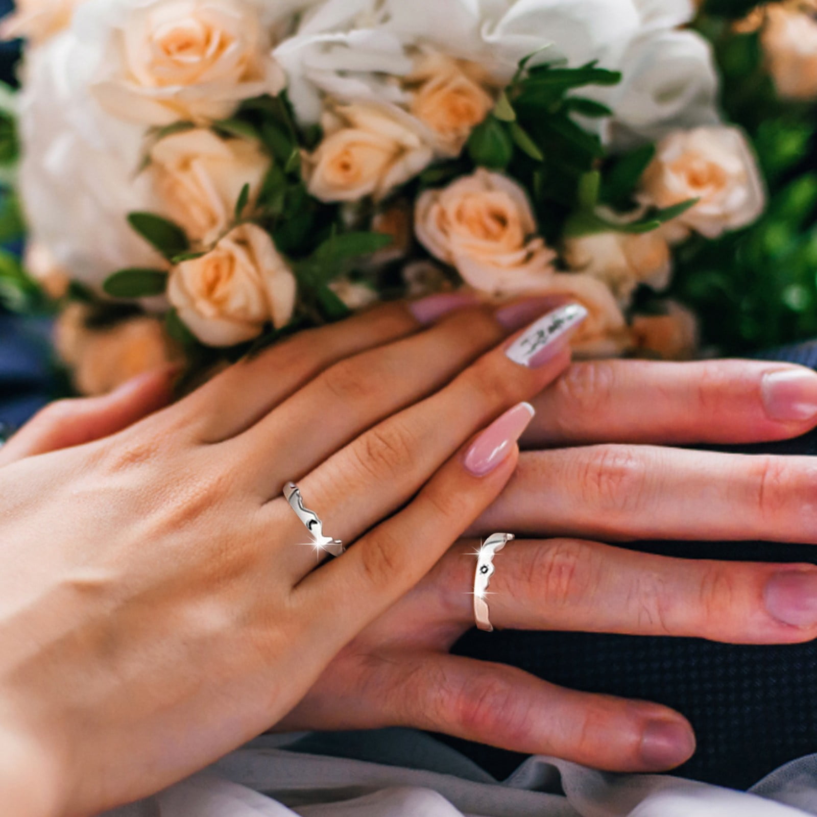 Small Design Simple SunMoon And Star Lovers Ring With Adjustable Opening Sunmoon And Plain ...