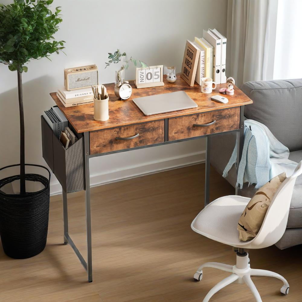 Small Desk with 2 Drawers 32 Inch Bedroom Kids Student Vanity Home ...