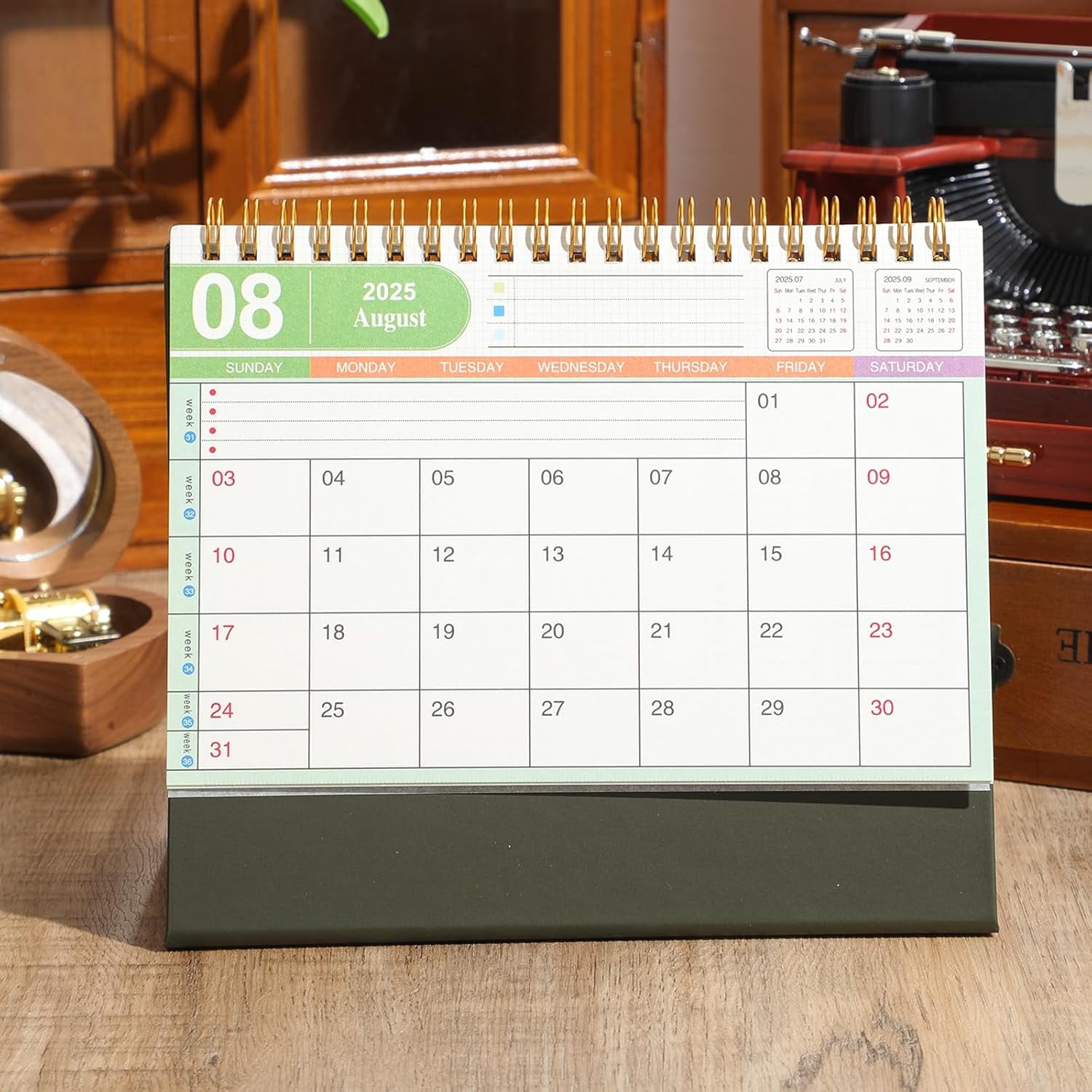 Small Desk Calendar 2024-2025, July 2024 - Dec 2025, Standing Flip Desk ...