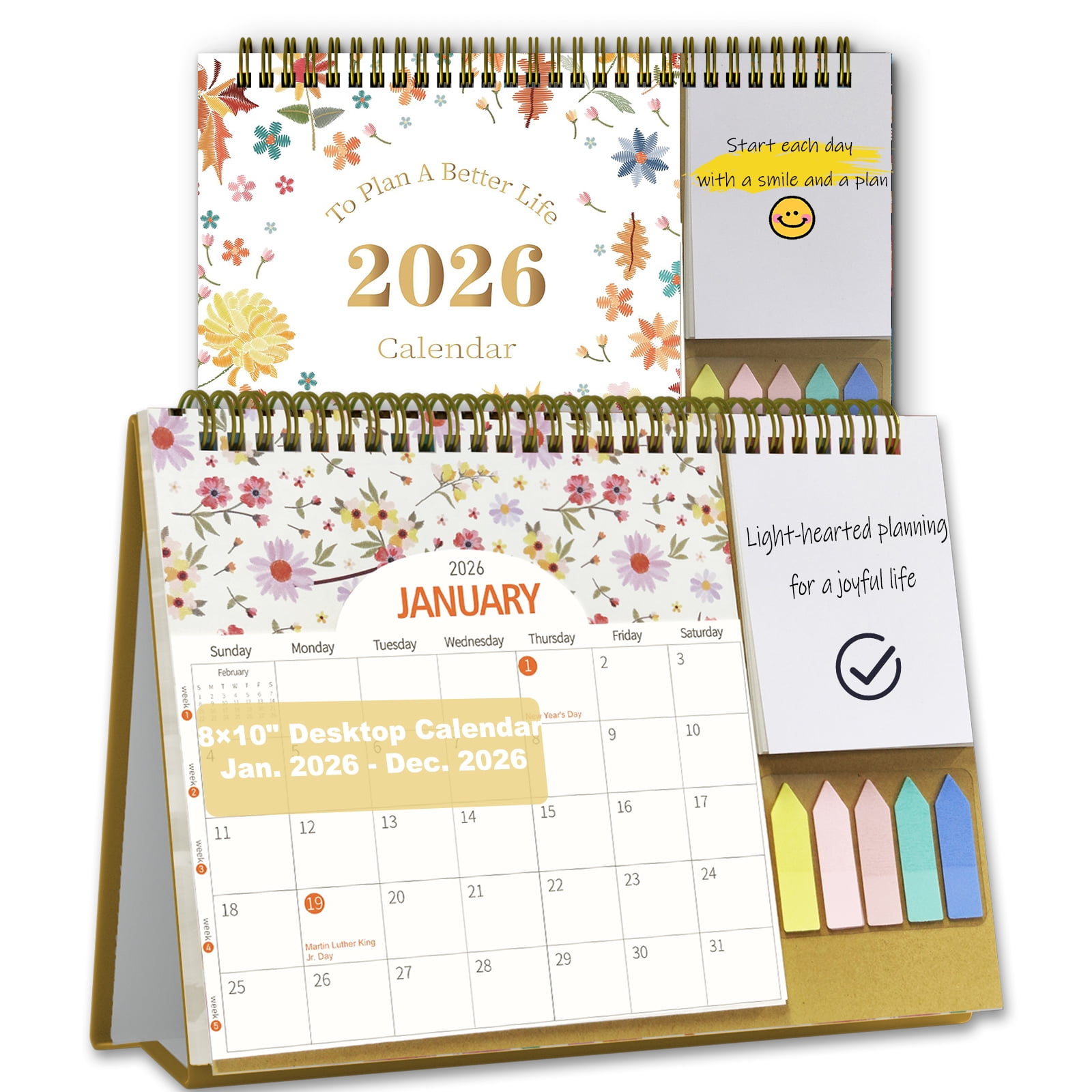 Small Desk Calendar 2026, Monthly Desktop Calendar with Pocket Folder ...