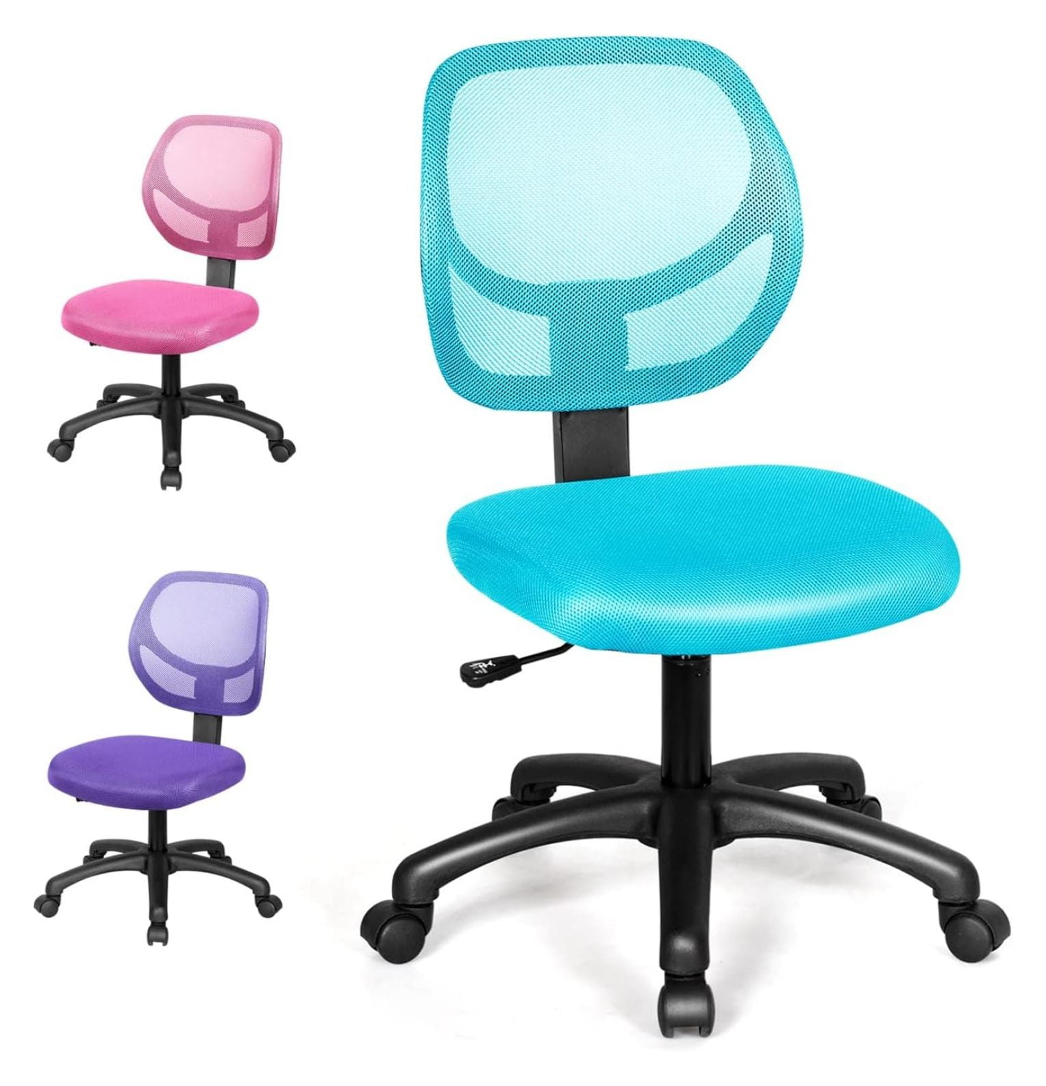 Small Desk Chair Home Office Chair Armless Adjustable Swivel Ergonomic ...