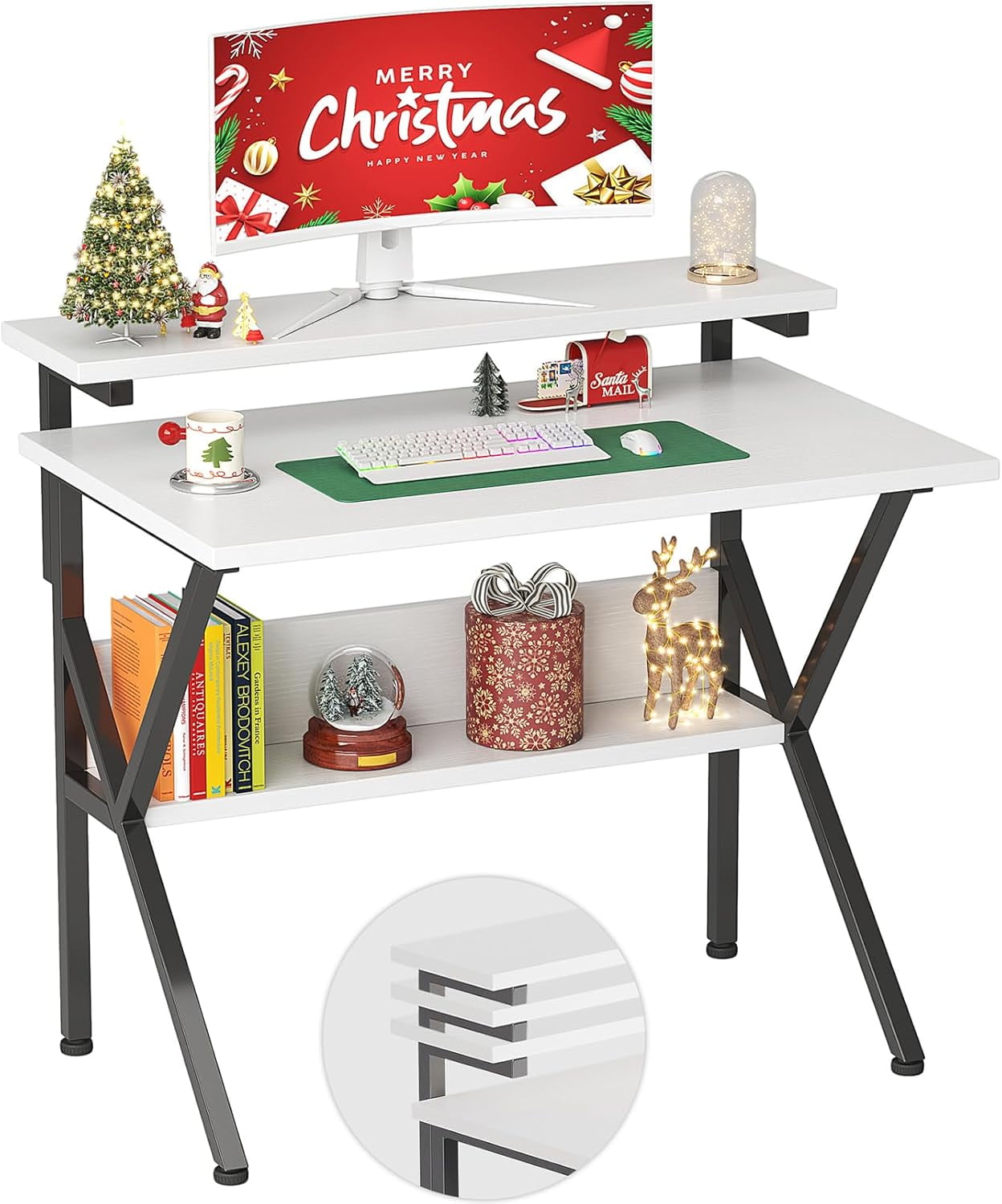 Small Desk, Small Computer Desk for Small Spaces, 27.5 Inch Computer ...