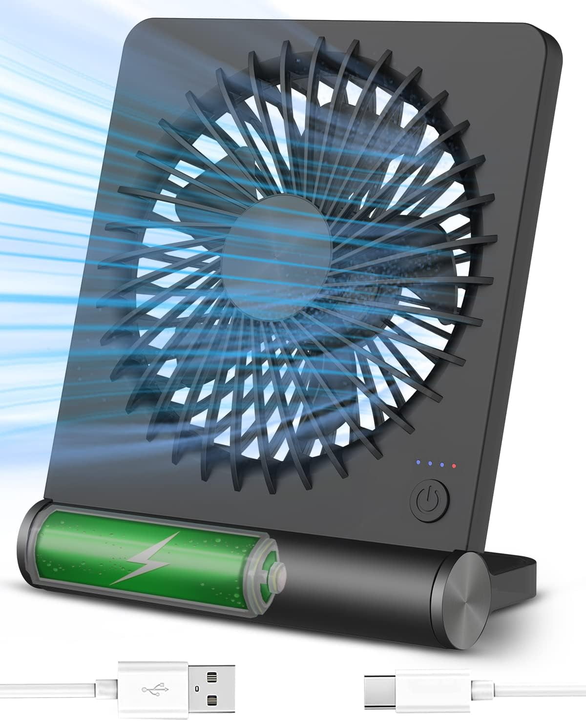 Small Desk Fan,Rechargeable USB Fan Battery Operated,Ultra Quiet ...