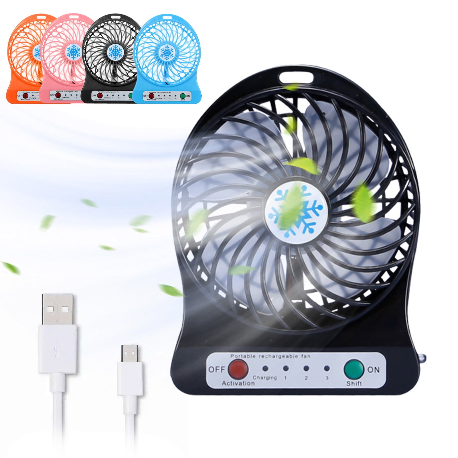 Small Desk Fan USB Powered Portable Fan, 3 Speeds Strong Airflow Mini ...
