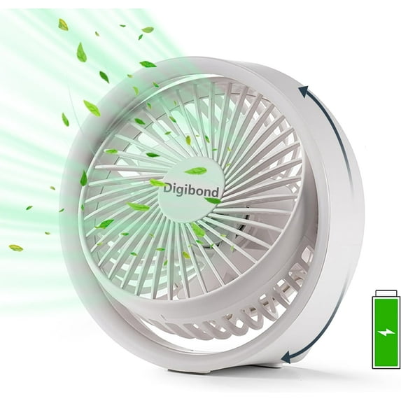 Small Desk Fan, Ultra Quite USB Fan Portable 3000mAh Rechargeable ...