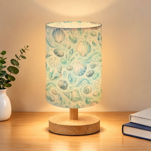 Small Desk Lamp Seashells Crystals Beach 16-Color Dimmable Bedside ...