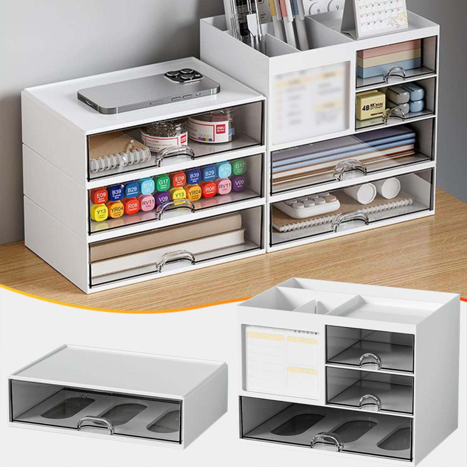 Small Desk Organizer With Drawer, Desk Organizer Multi Functional ...