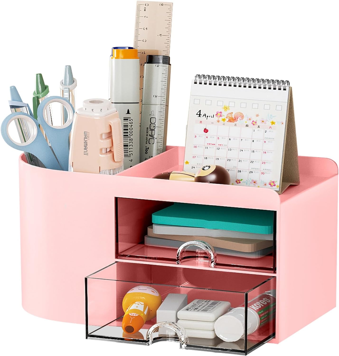 Multifunctional Small Desk Organizer with 4 Compartments + 2 Drawers ...