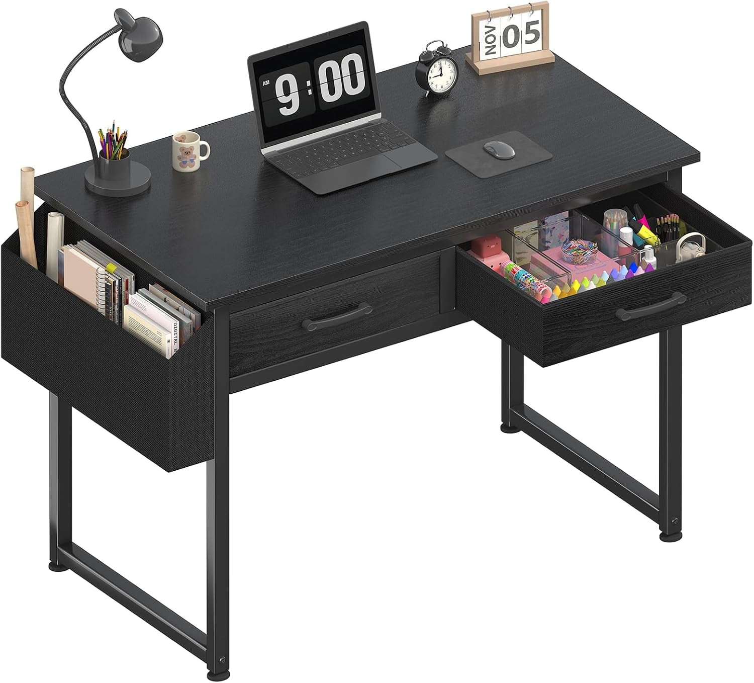 Small Desk with Fabric Drawers for Bedroom, 32 Inch Small Gaming Desk ...