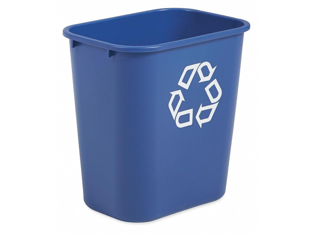 Small Deskside Recycling Container, Rectangular, Plastic, 13.625Qt, Bl ...