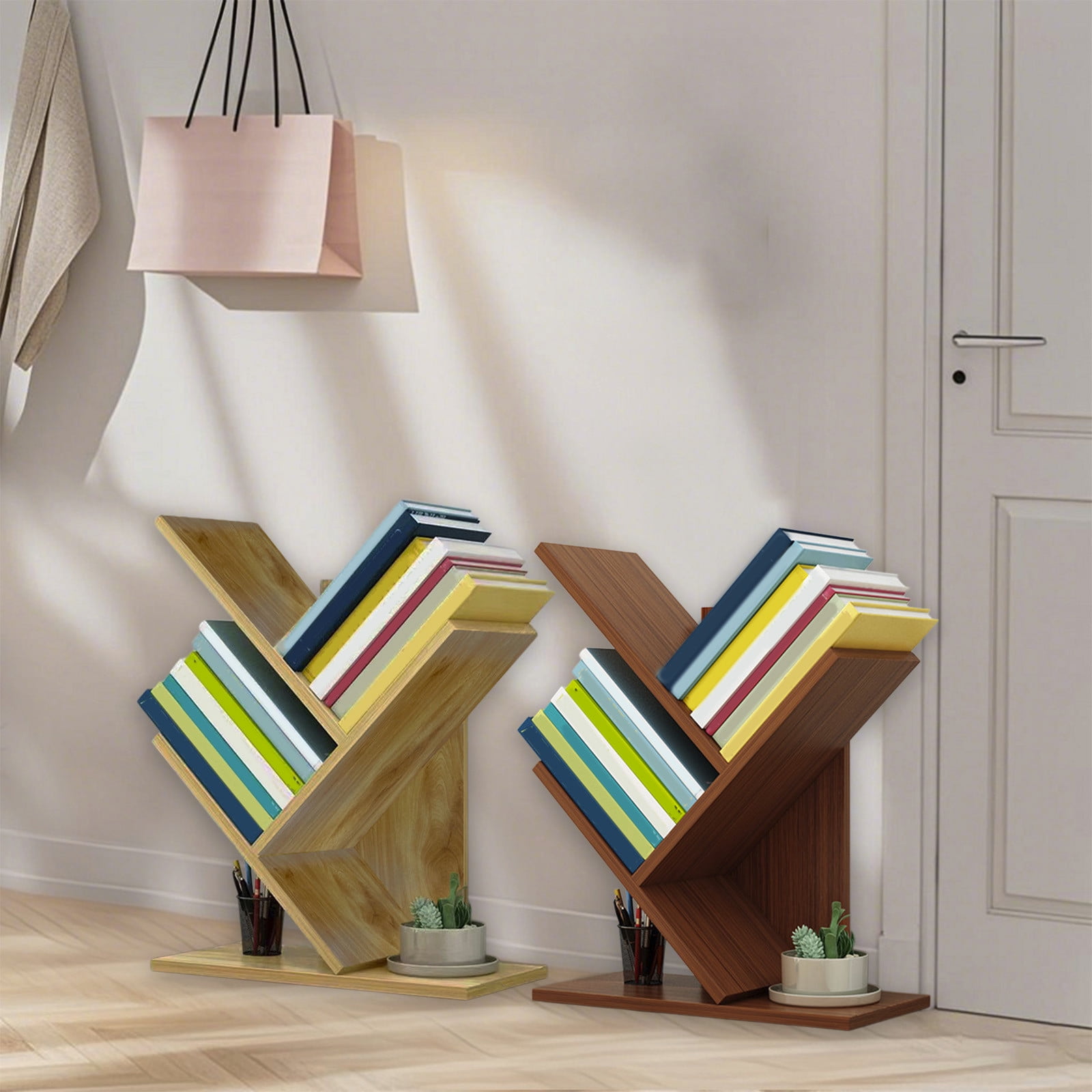 Small Desktop Bookshelf,3 Tier Wood Bookcase,Sturdy Construction ...