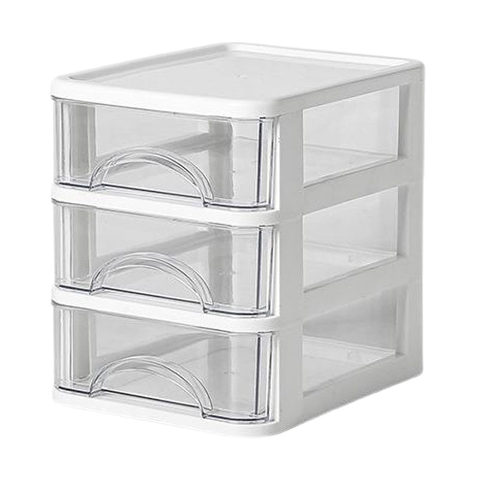 Small Desktop Drawer Storage Unit, Clear 2-Drawer Unit, Plastic Mini ...