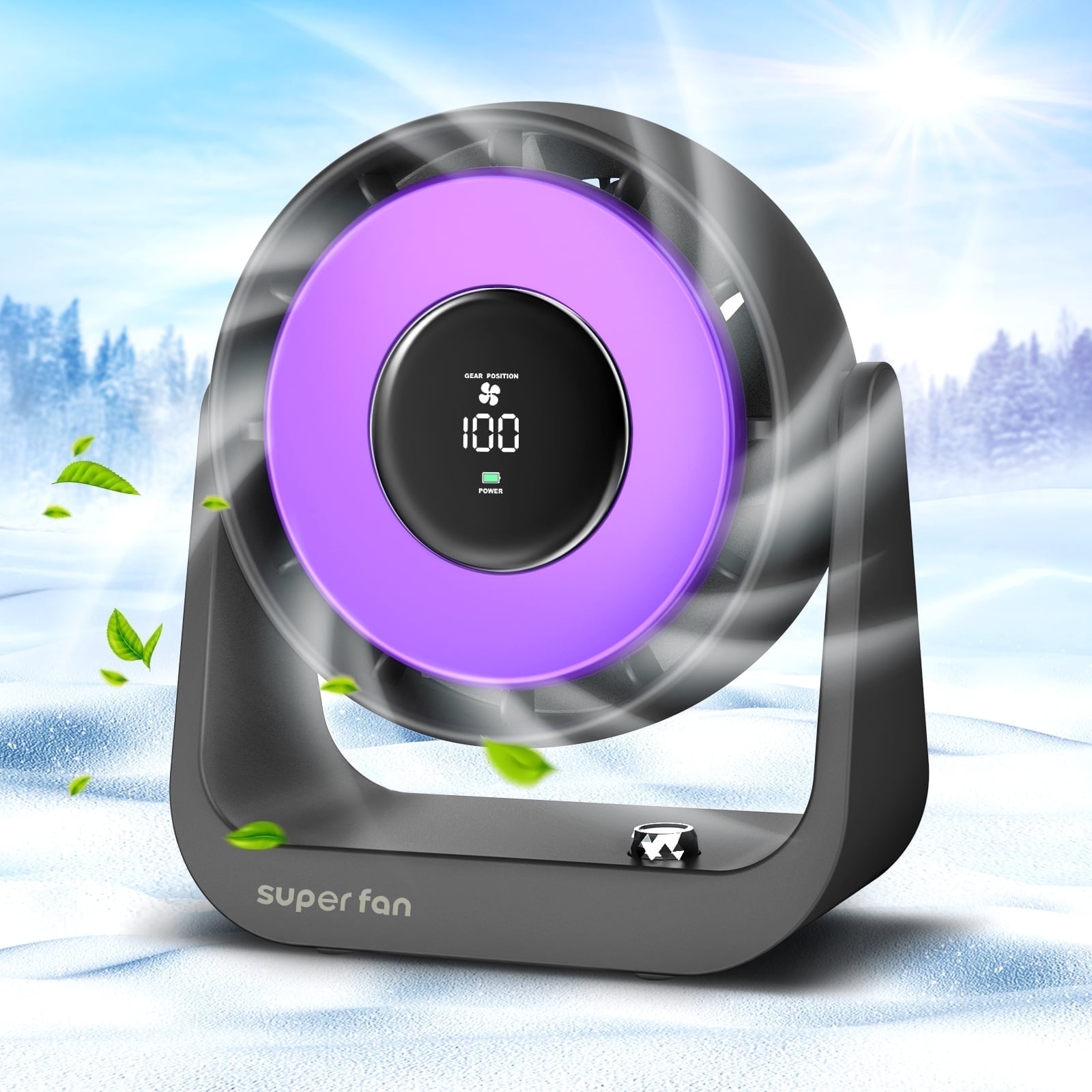 Small Desktop Fan, Smart Digital Display Mini Mute 100 Speed Settings ...