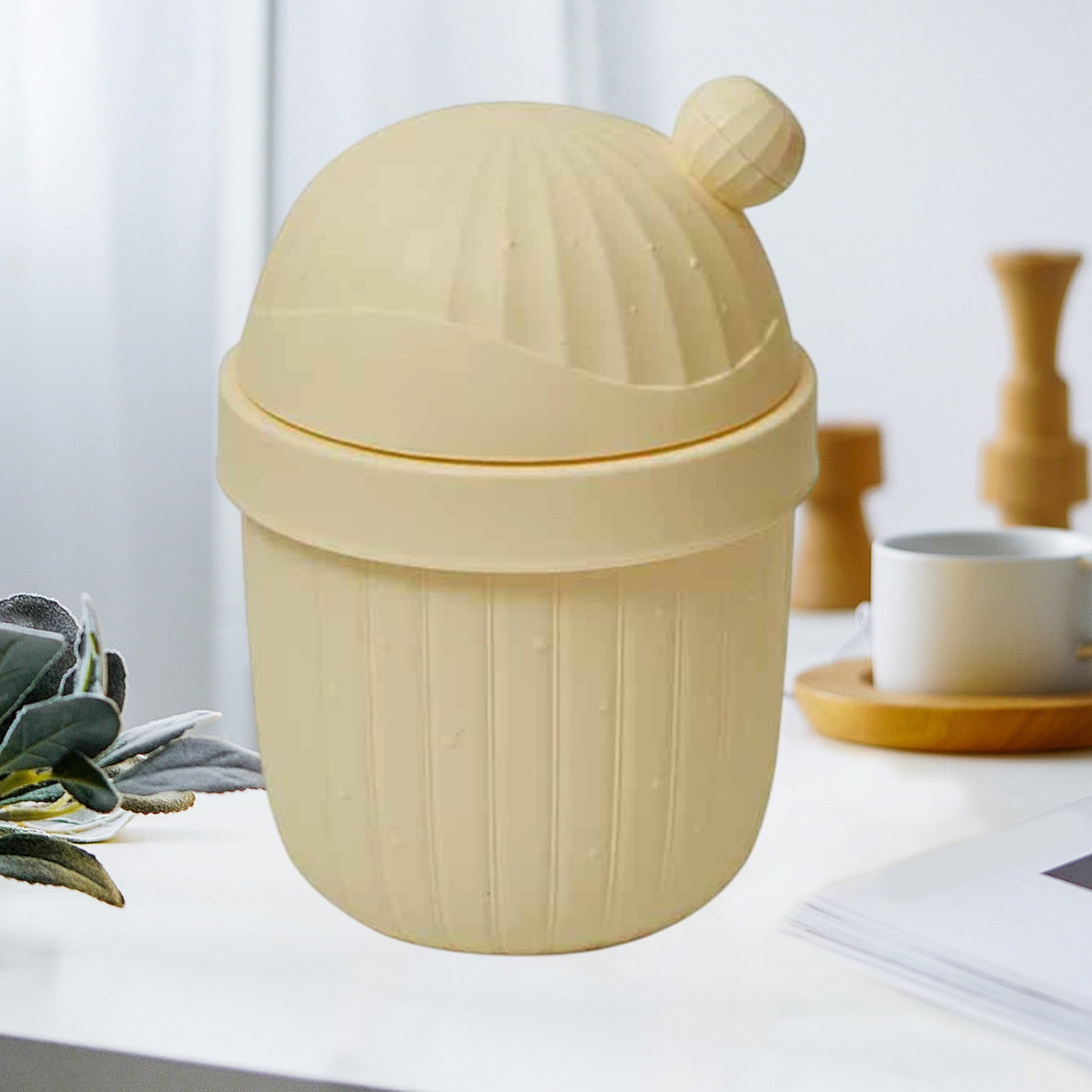 Small Desktop Rocking Lid Trash Can,Living Room Mini Table Basket ...