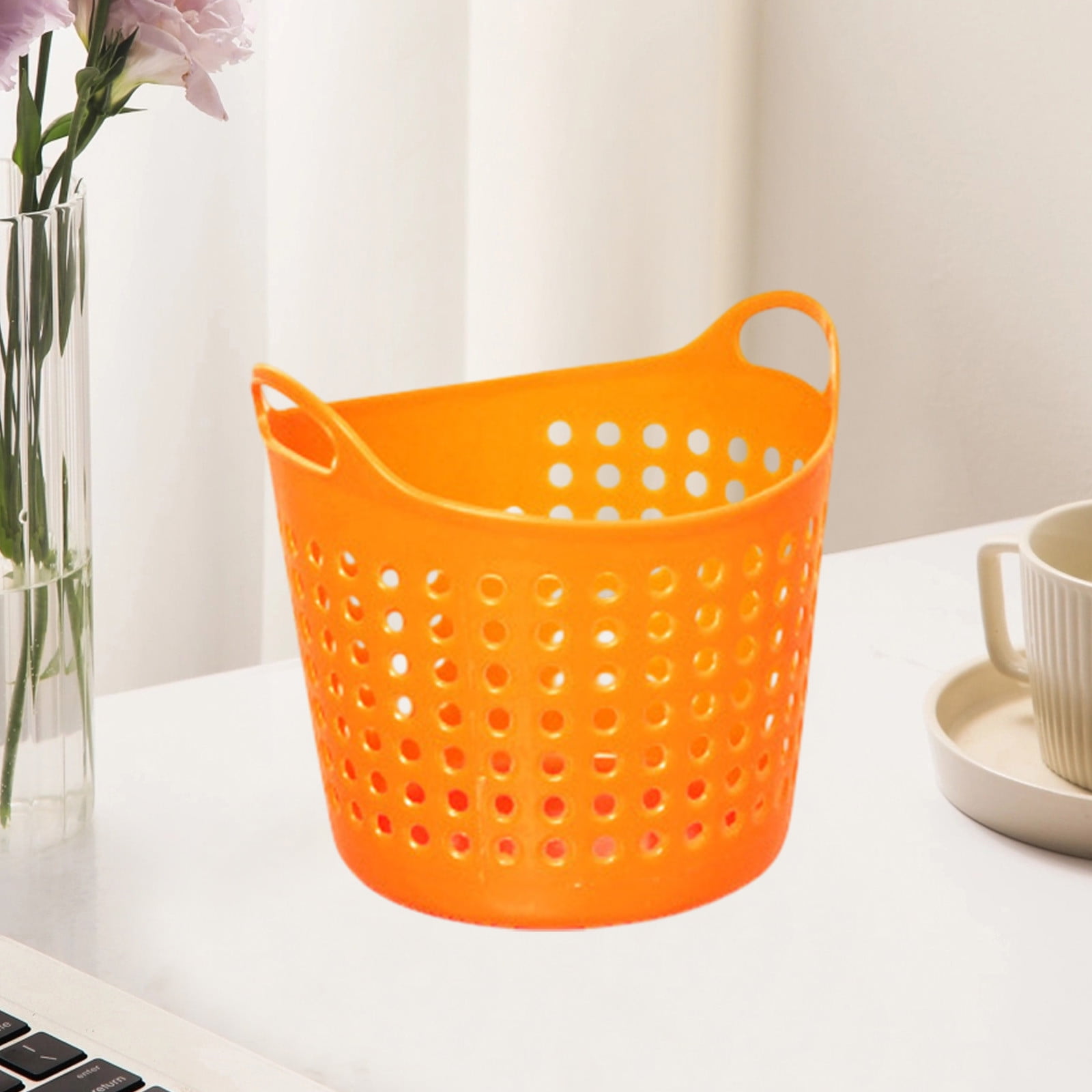 Small Desktop Rocking Lid Trash Can, Living Room Mini Table Waste Basket, Stable Base + Easy ...