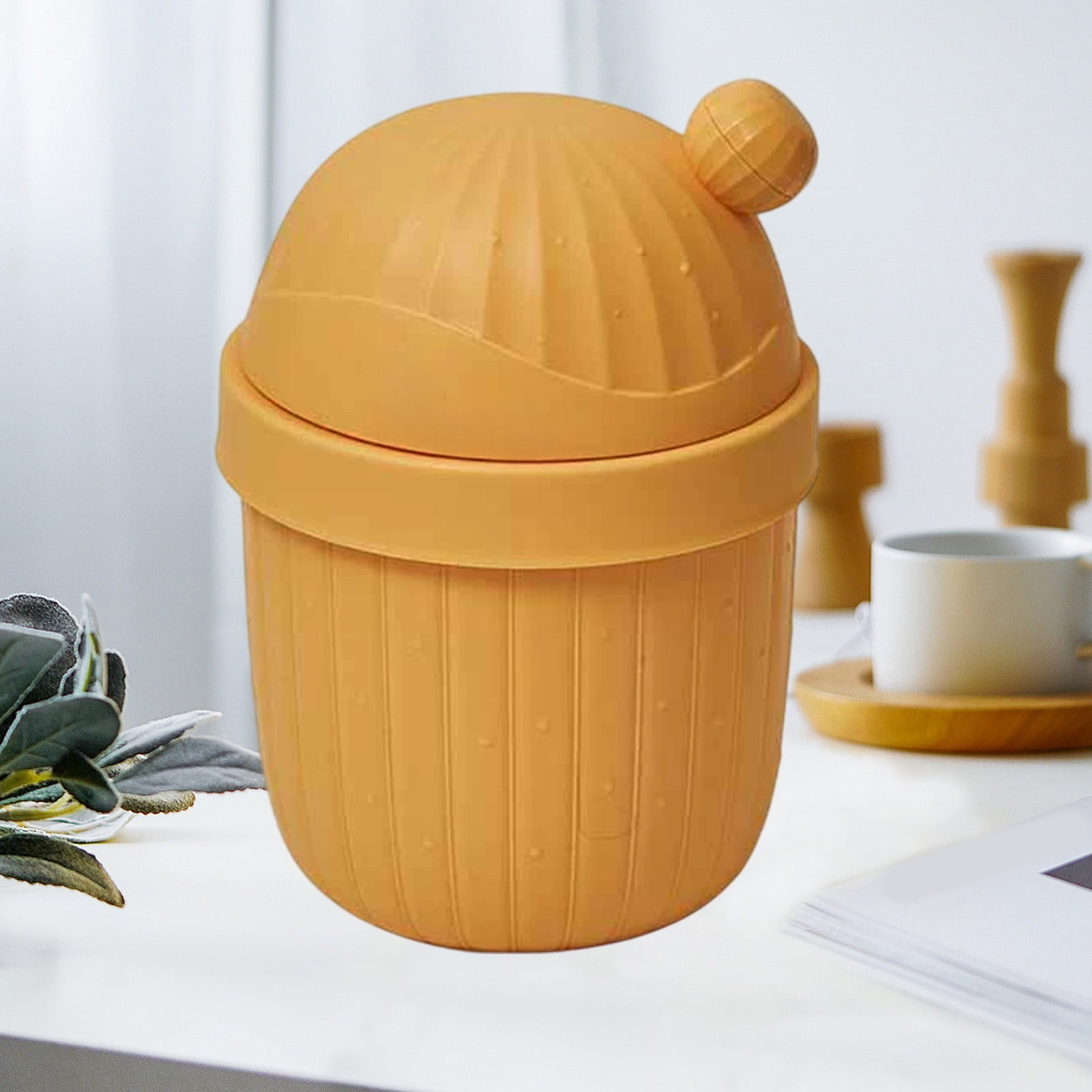 Small Desktop Rocking Lid Trash Can, Living Room Mini Table Waste ...