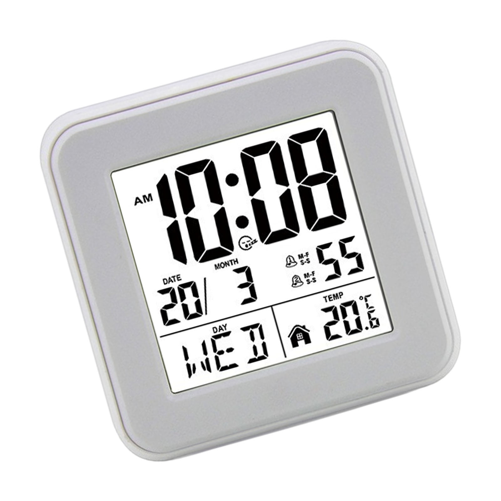 Small Digital Alarm Clock Operated LCD with Date Day Temperature ...